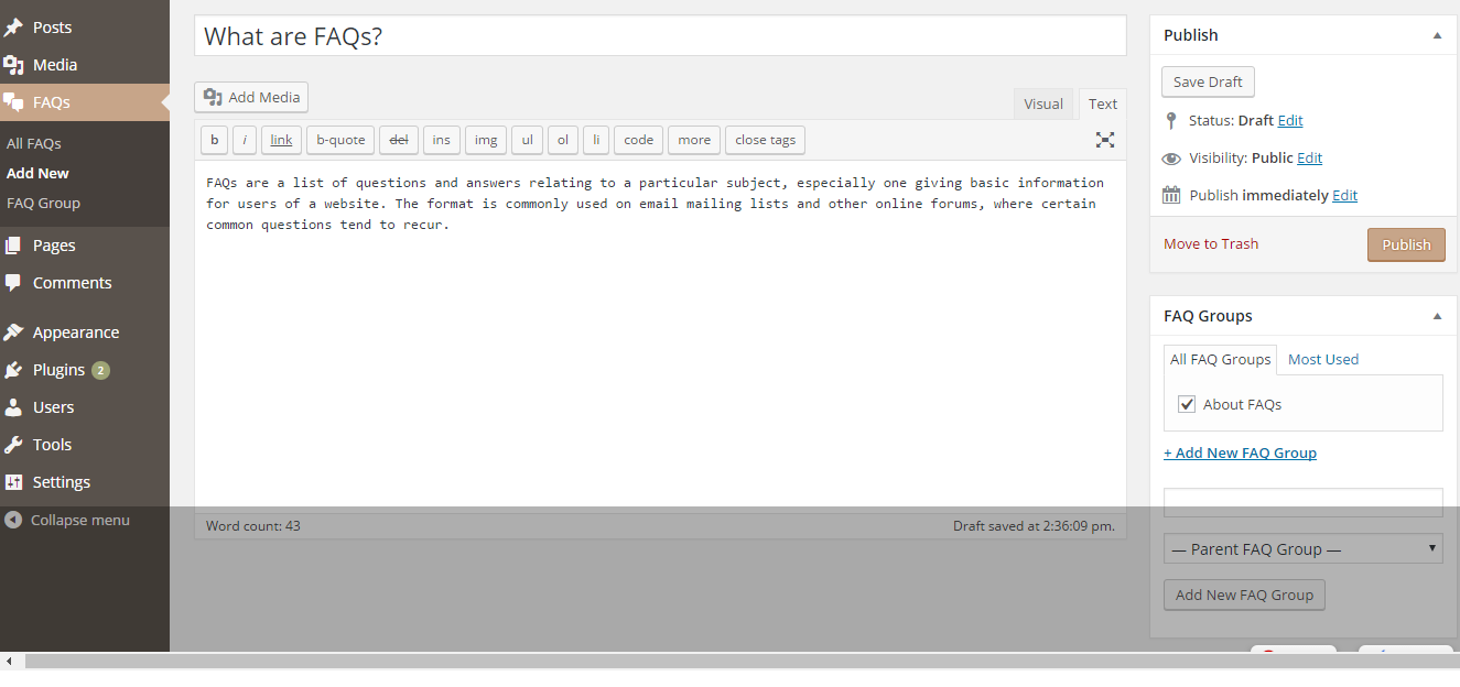 How to add a FAQ section in WordPress