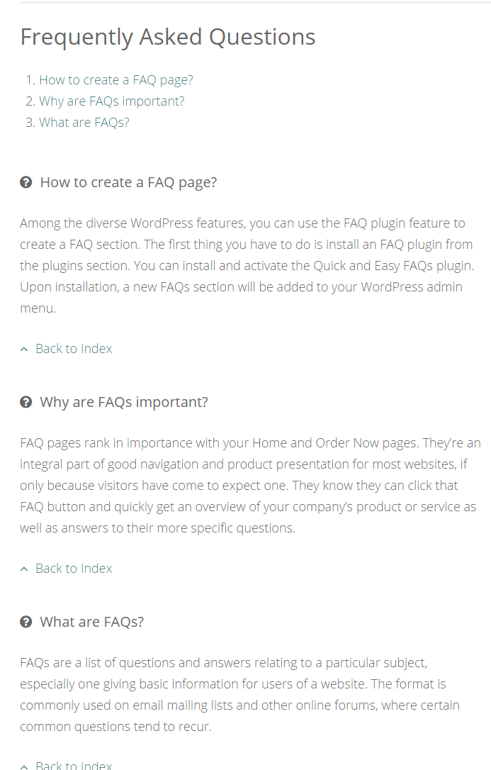 How to add a FAQ section in WordPress