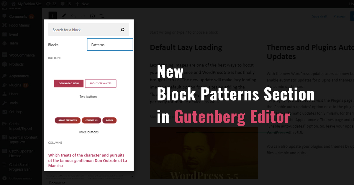 New Block Patterns Feature In Gutenberg Editor Devotepress