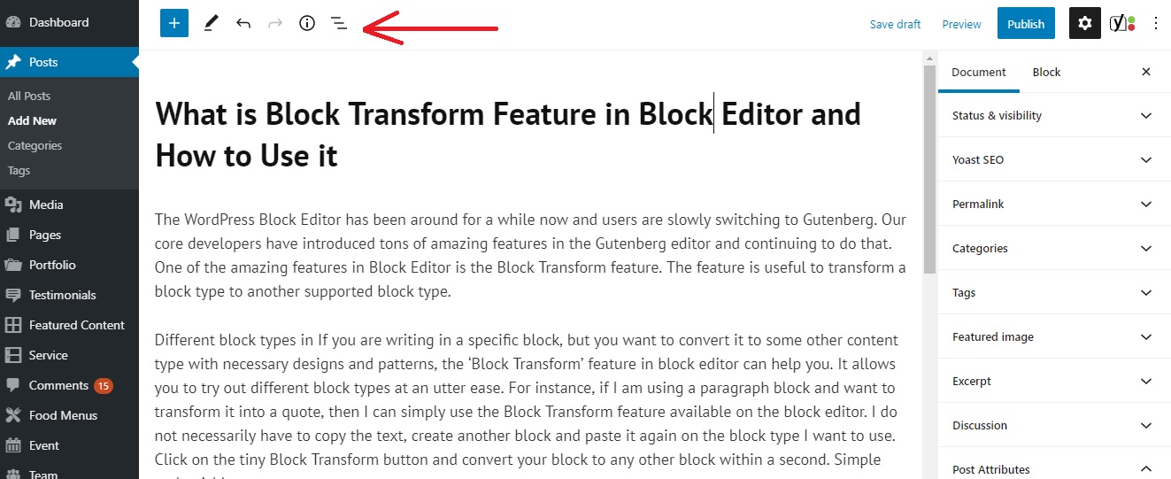 What Is Block Transform Feature In Block Editor And How To Use It