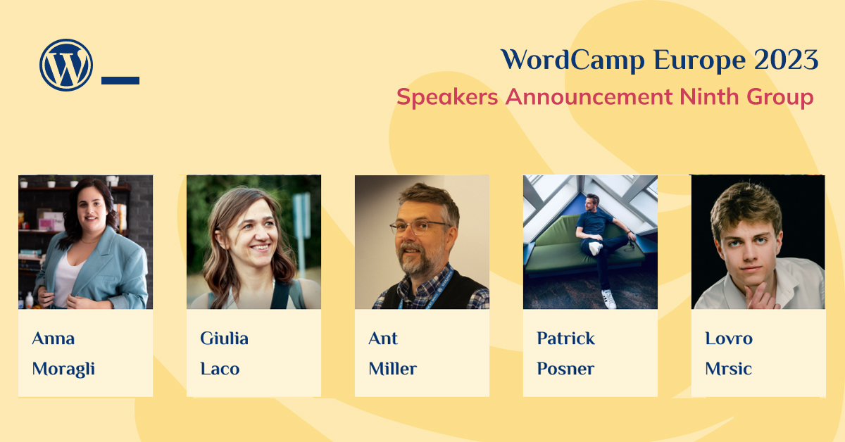 WordCamp Europe 2023 Speakers Announcement Ninth Group
