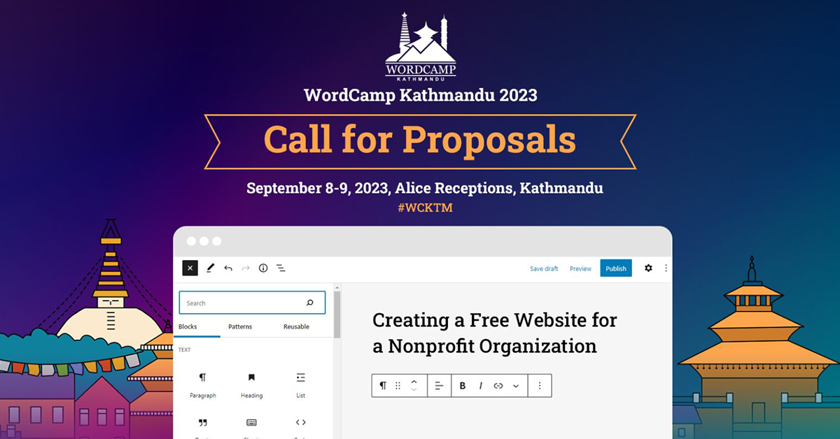WordCamp Kathmandu 2023 - Call For Proposals - DevotePress